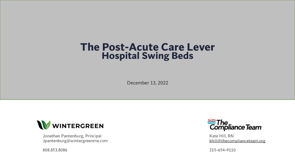 The Post-Acute Care Lever Hospital Swing Beds | National Organization ...